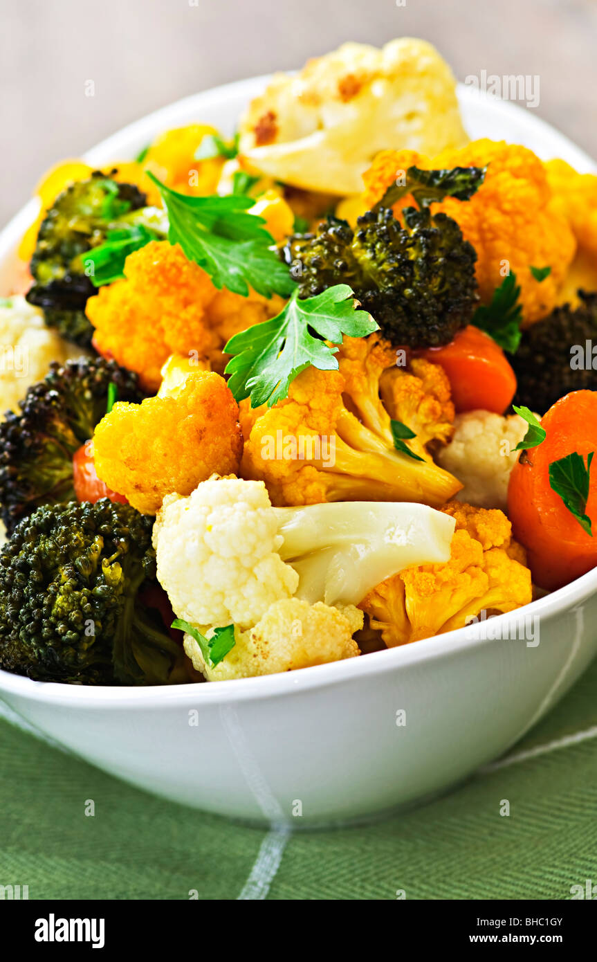 Vegetarian dish of fresh roasted organic vegetables Stock Photo - Alamy