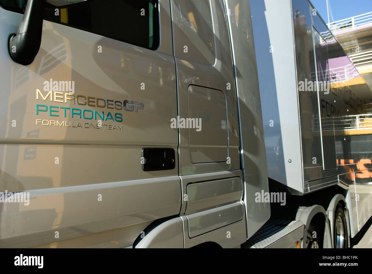 Truck of the Mercedes Grand Prix Formula One Racing Team Stock Photo ...