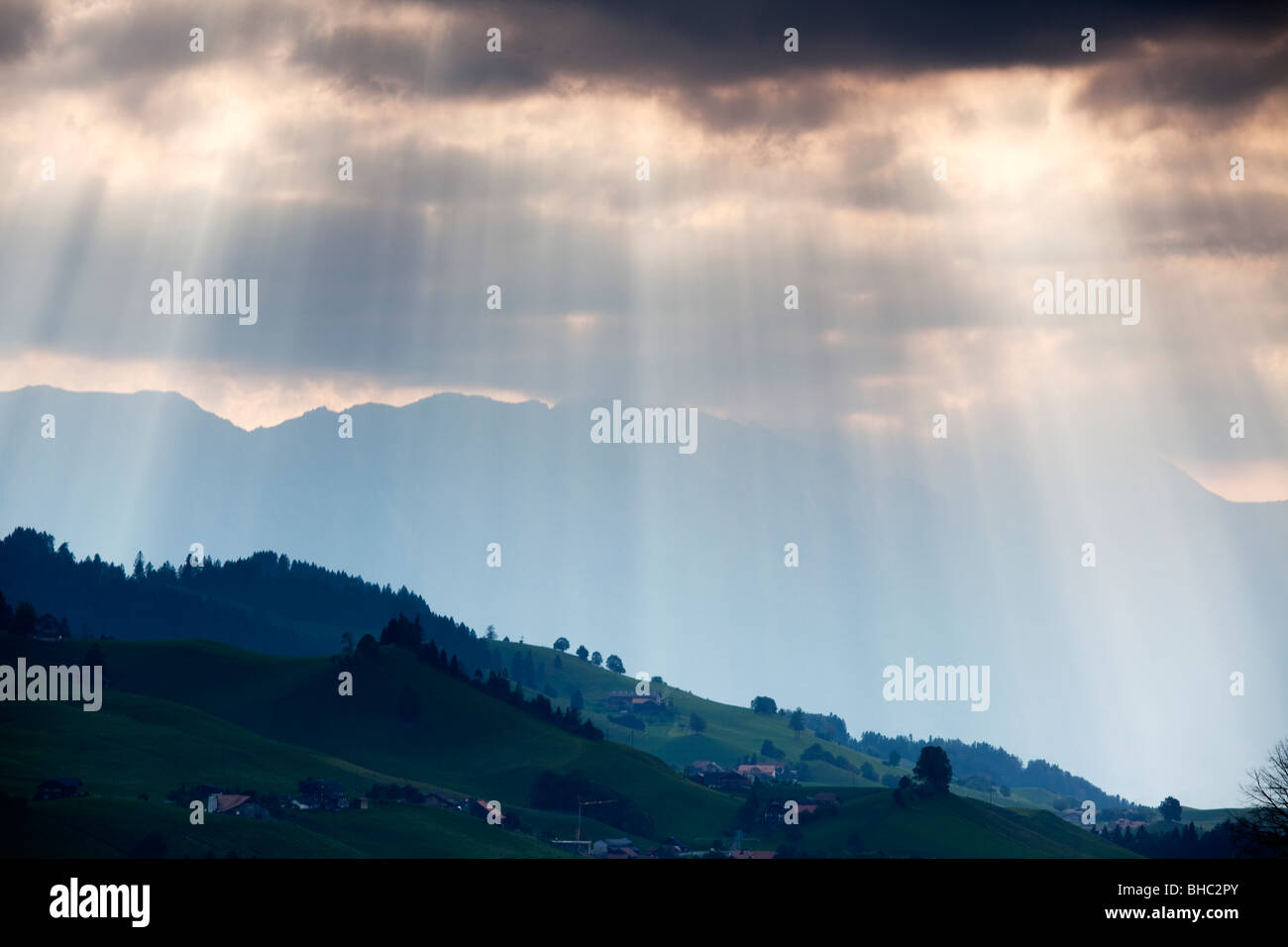 Beams of sunlight, Switzerland Stock Photo - Alamy