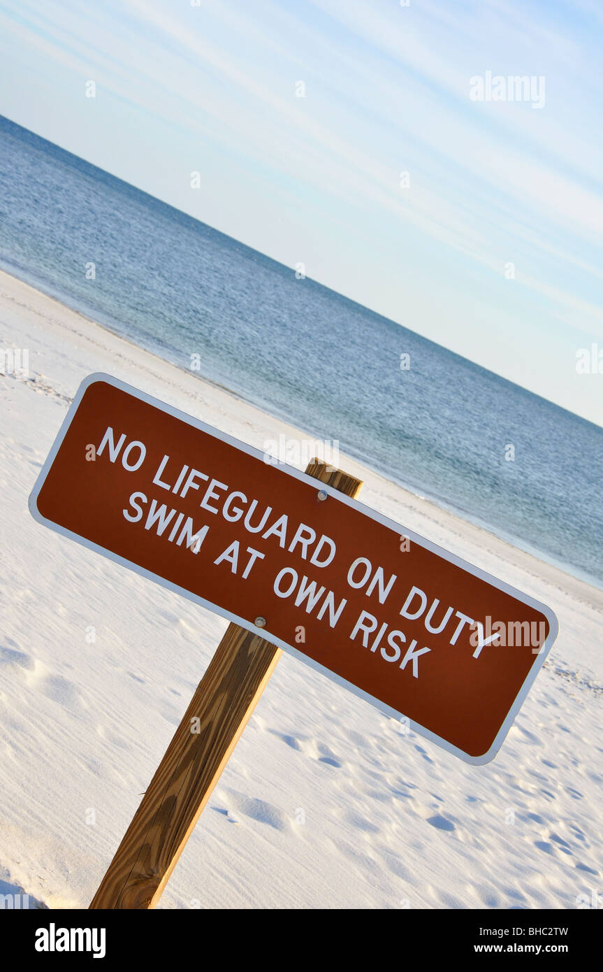No lifeguard on duty sign on beach, Florida, USA Stock Photo - Alamy