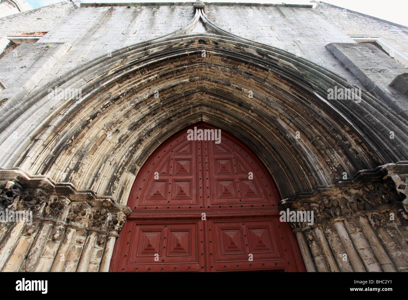 Door entrance of the Convento do Carmo in the Baixa Chiado quarter from ...