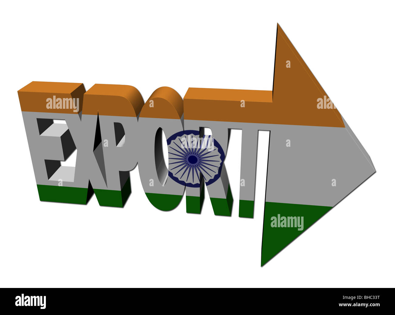 Indian flag export text with arrow on white illustration Stock Photo ...