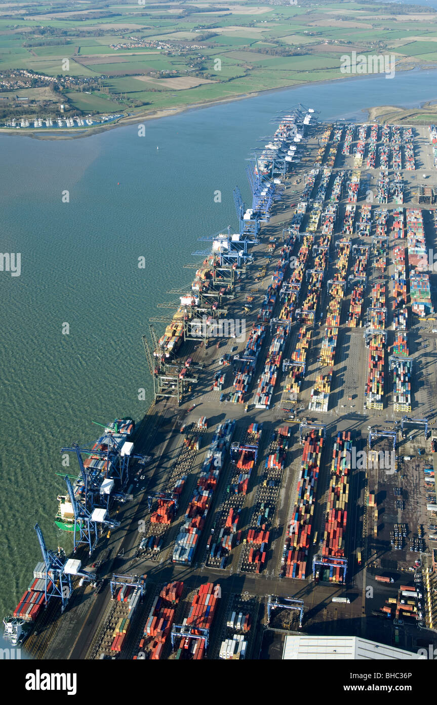 Aerial view of The Port of Felixstowe Trinity Terminal UK Stock Photo ...
