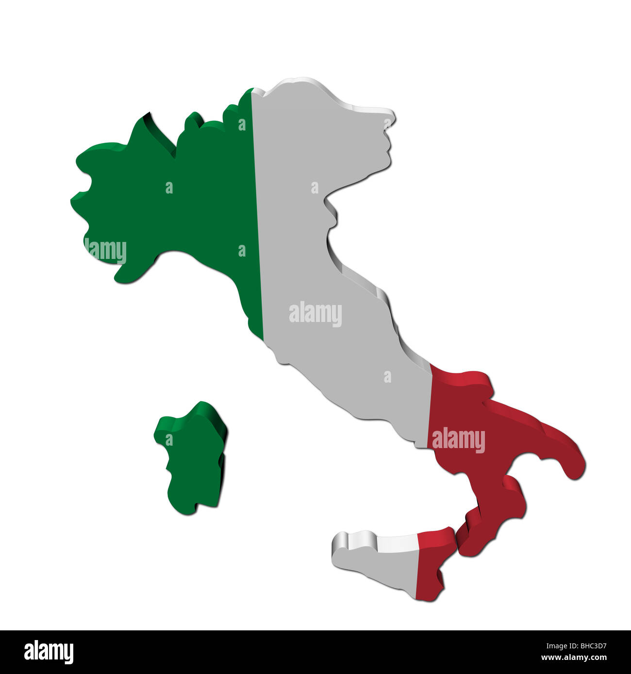 Italy map flag 3d render on white illustration Stock Photo - Alamy
