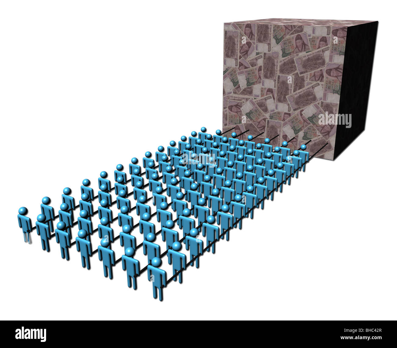 teamwork abstract people pulling cube of Won illustration Stock Photo ...