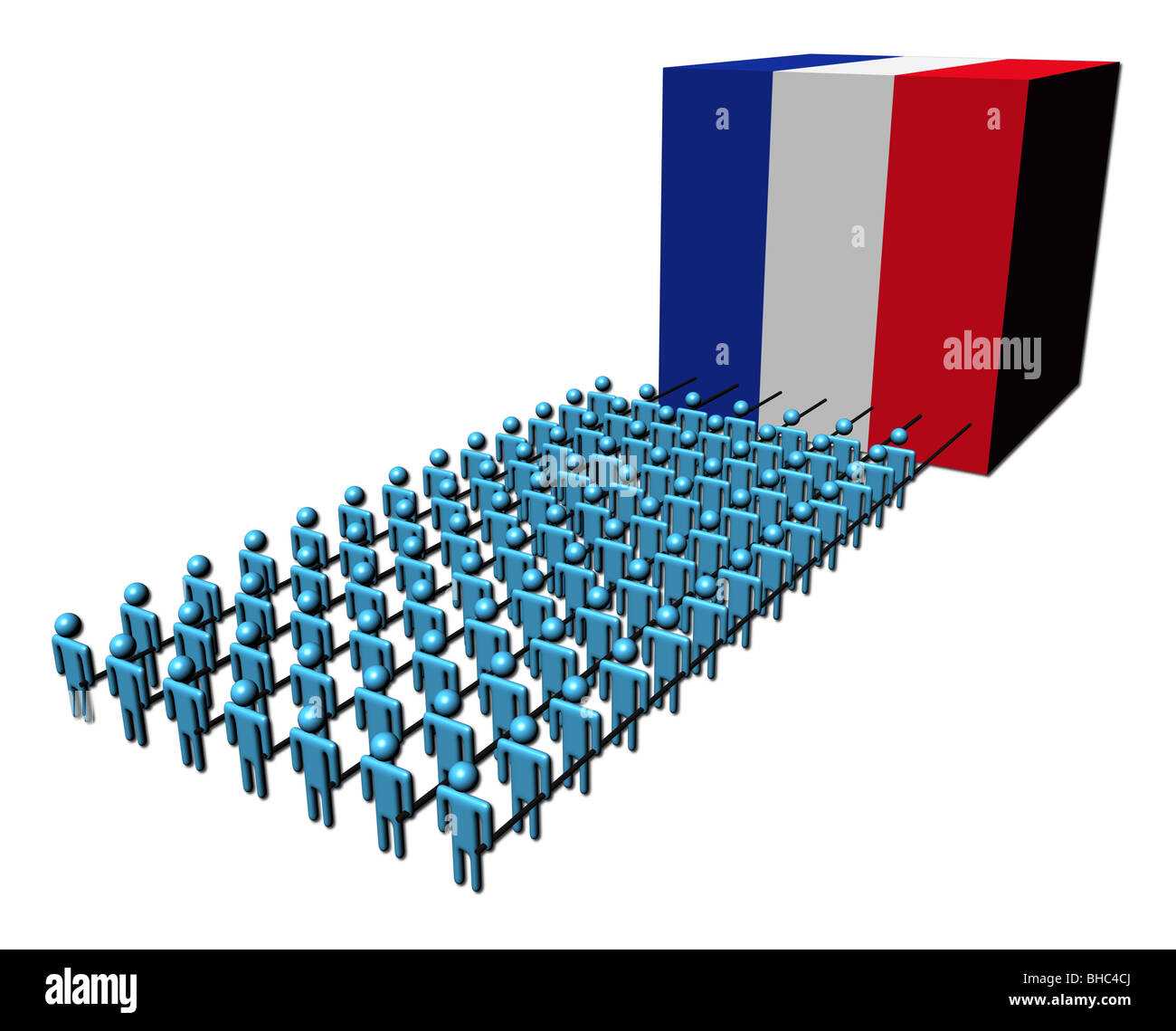 people pulling French flag cube Stock Photo - Alamy
