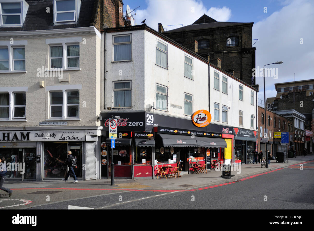 Commercial Road, London E1, United Kingdom junction of White Church ...