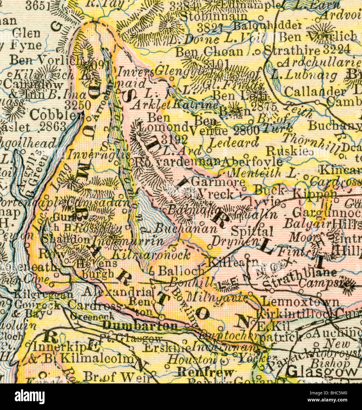 Map of the county of dumbarton hi-res stock photography and images - Alamy