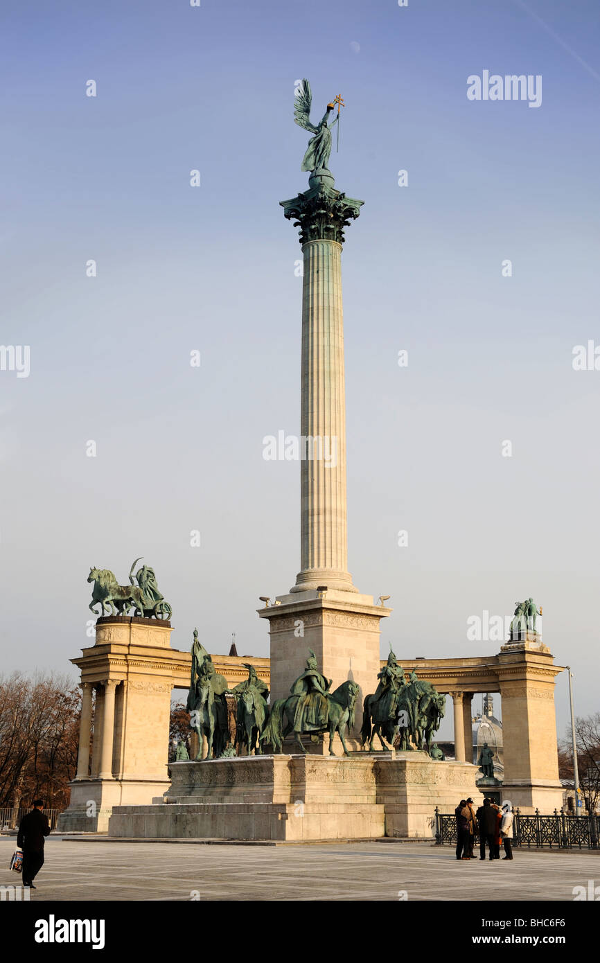 Heroes Square with The Millennial Monument in Budapest Hungary Stock ...
