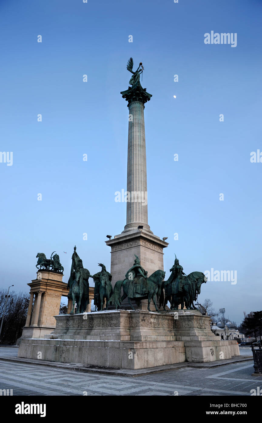 Heroes Square with The Millennial Monument in Budapest Hungary Stock ...