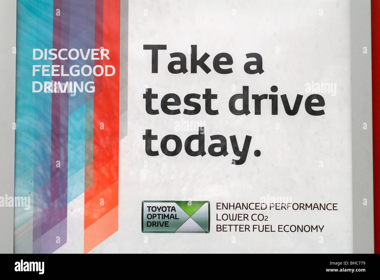 Toyota car sales showroom. Take a Test Drive Today sign,. London UK ...