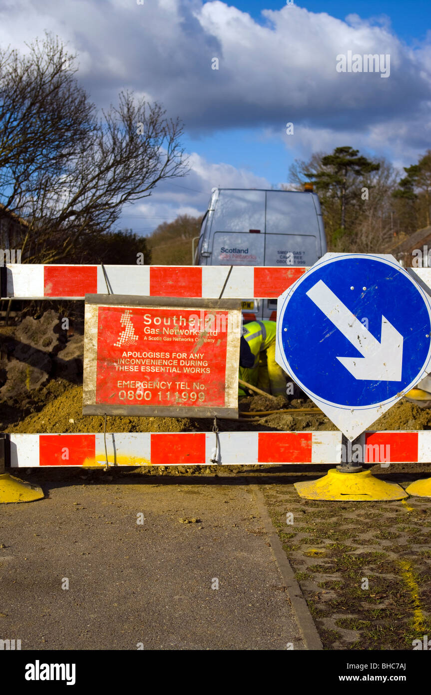 Gas Main Repair Works In A Residential Street Stock Photo - Alamy