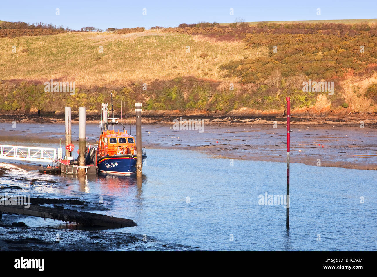 The RNLI Lifeboat Baltic Exchange III moored up in Salcombe Harbour ...