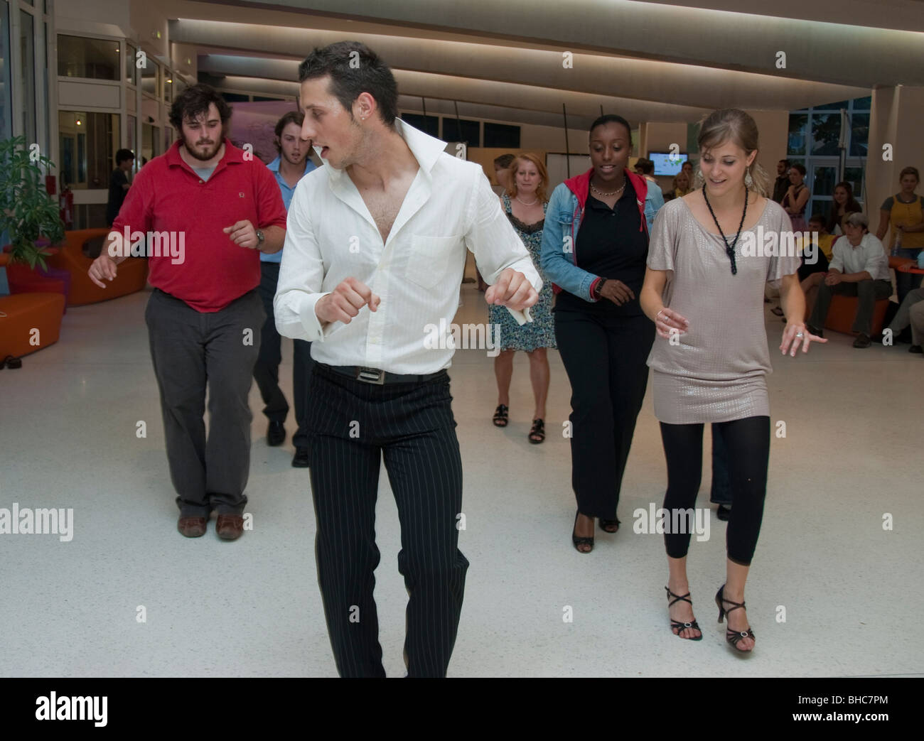 Paris, France, group of modern dancers, Teens Learning to Dance Salsa ...