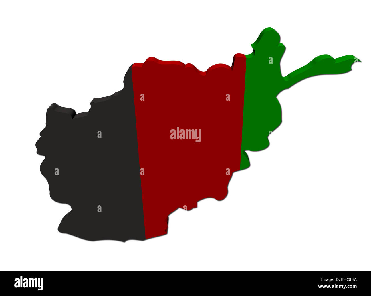 Afghanistan map flag 3d render on white illustration Stock Photo - Alamy