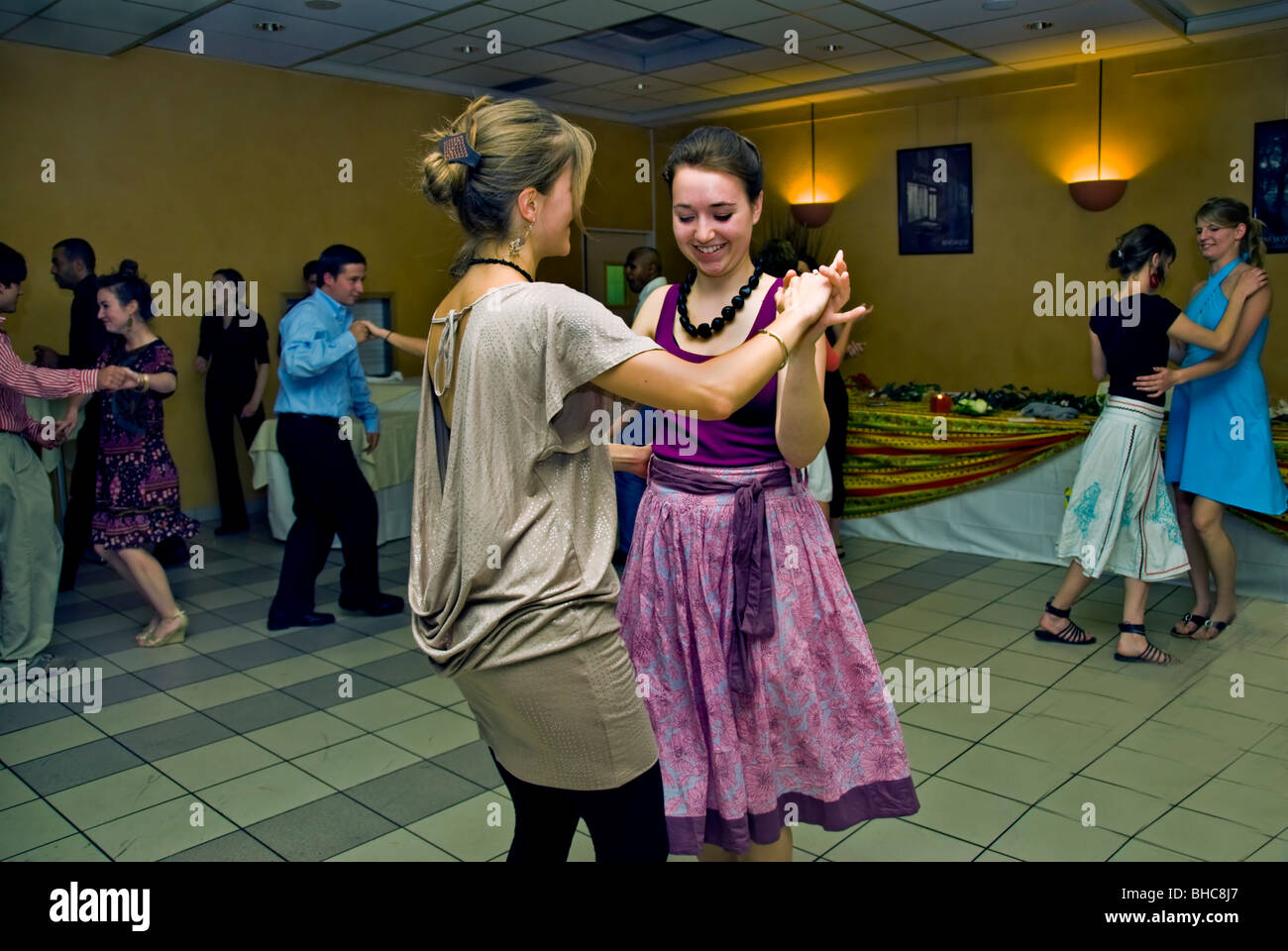 Paris, France, French Teens Dance Salsa at party, Learning Dancing with ...