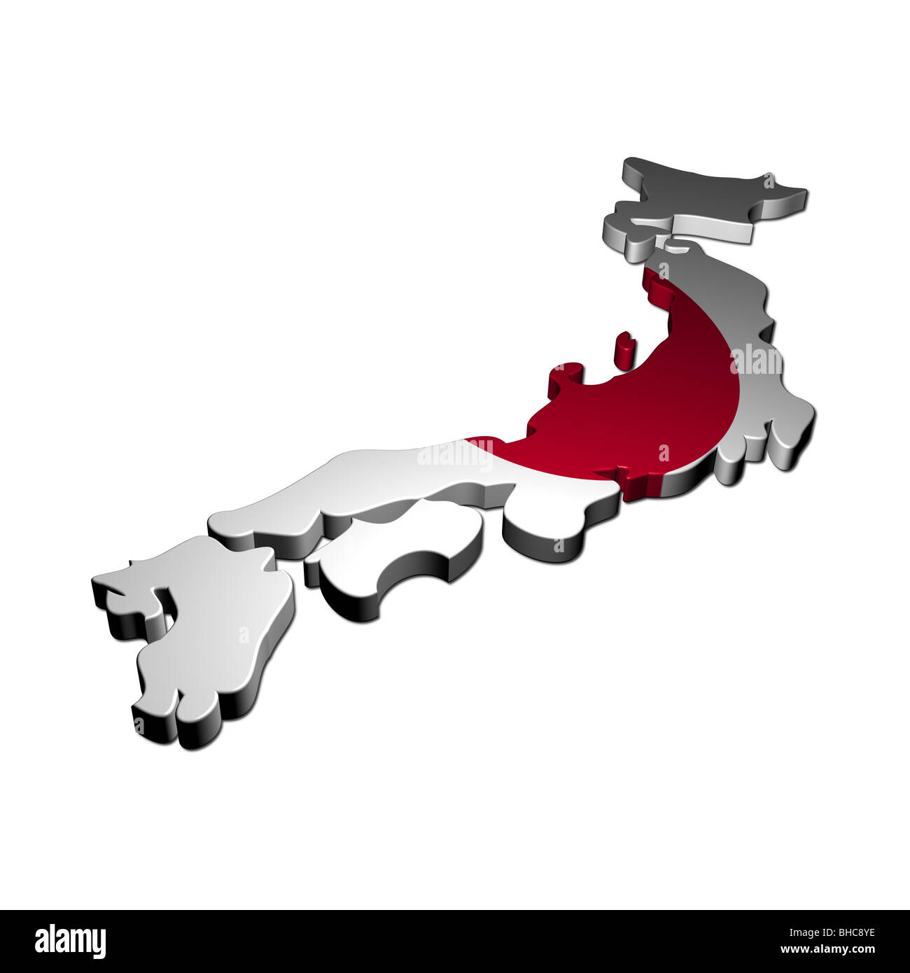 Japan map flag 3d render on white illustration Stock Photo - Alamy