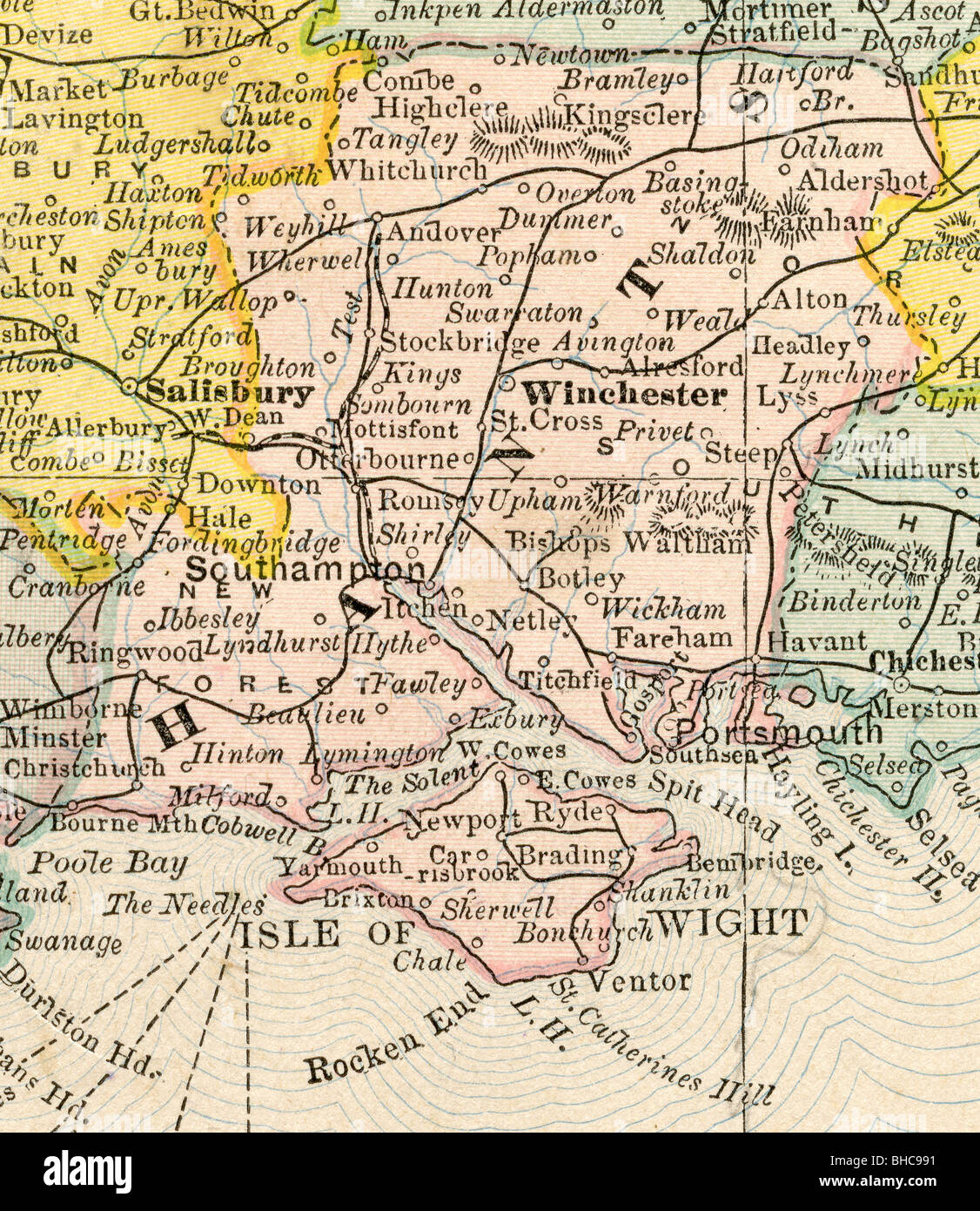 Original old map of Hants County from 1884 geography textbook Stock ...