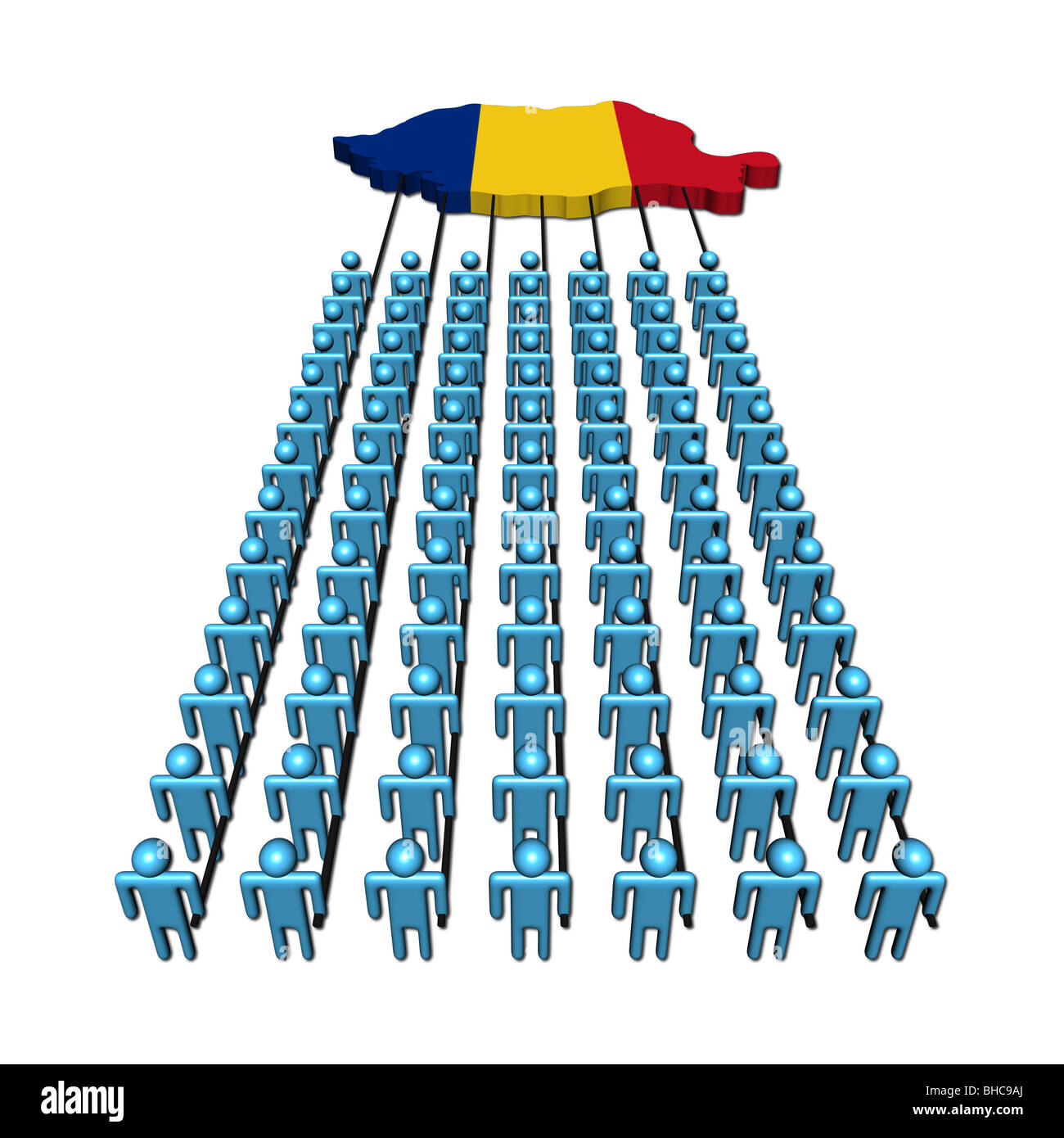 teamwork abstract people pulling giant Romania map flag illustration ...