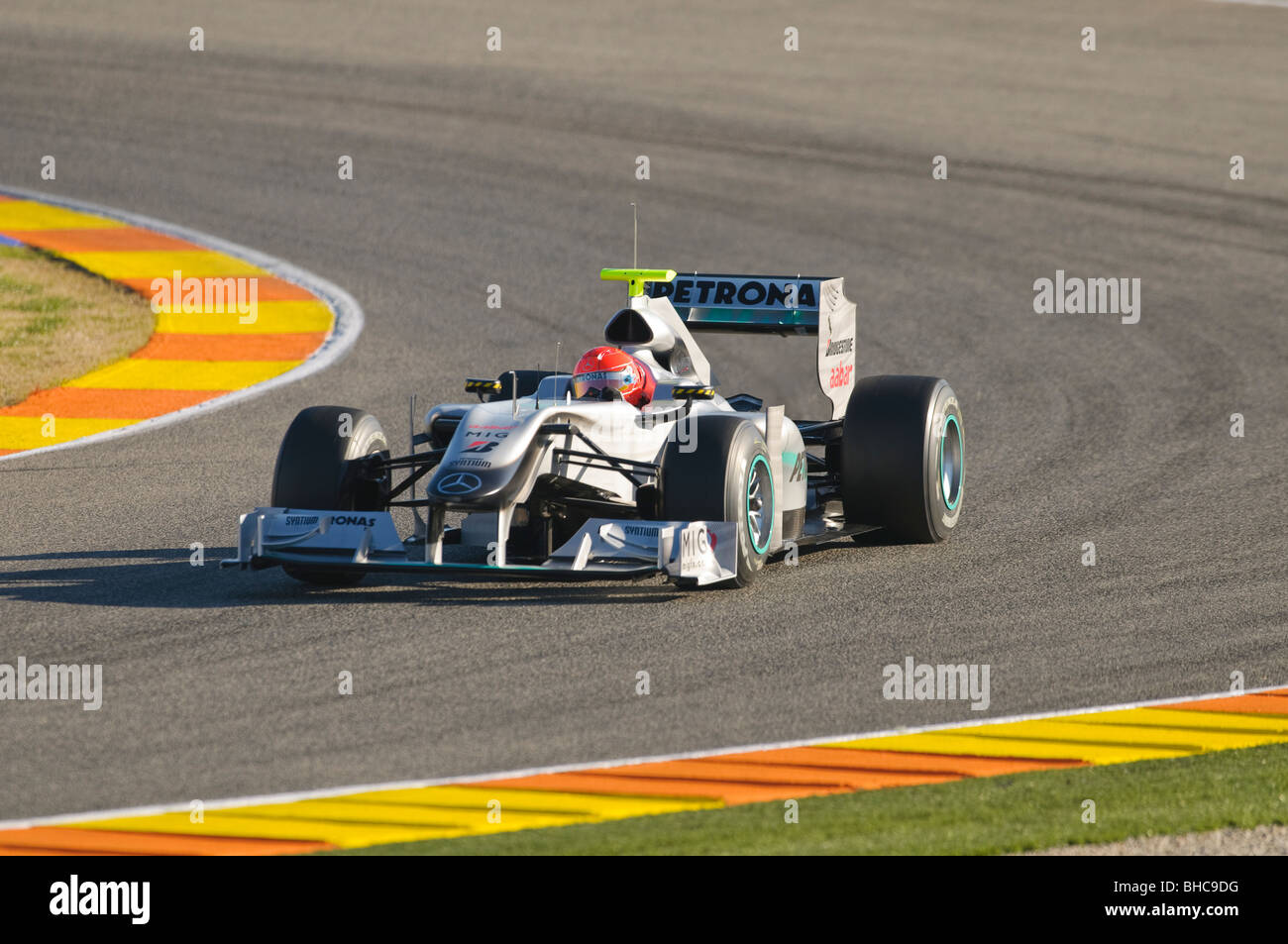 Michael SCHUMACHER testdrives the Mercedes MGP W01 Formula 1 race car ...