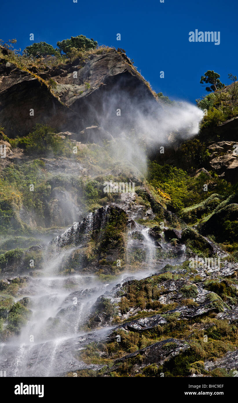 A WATERFALL in the Budhi Gandaki gorge - AROUND MANASLU TREK, NEPAL ...