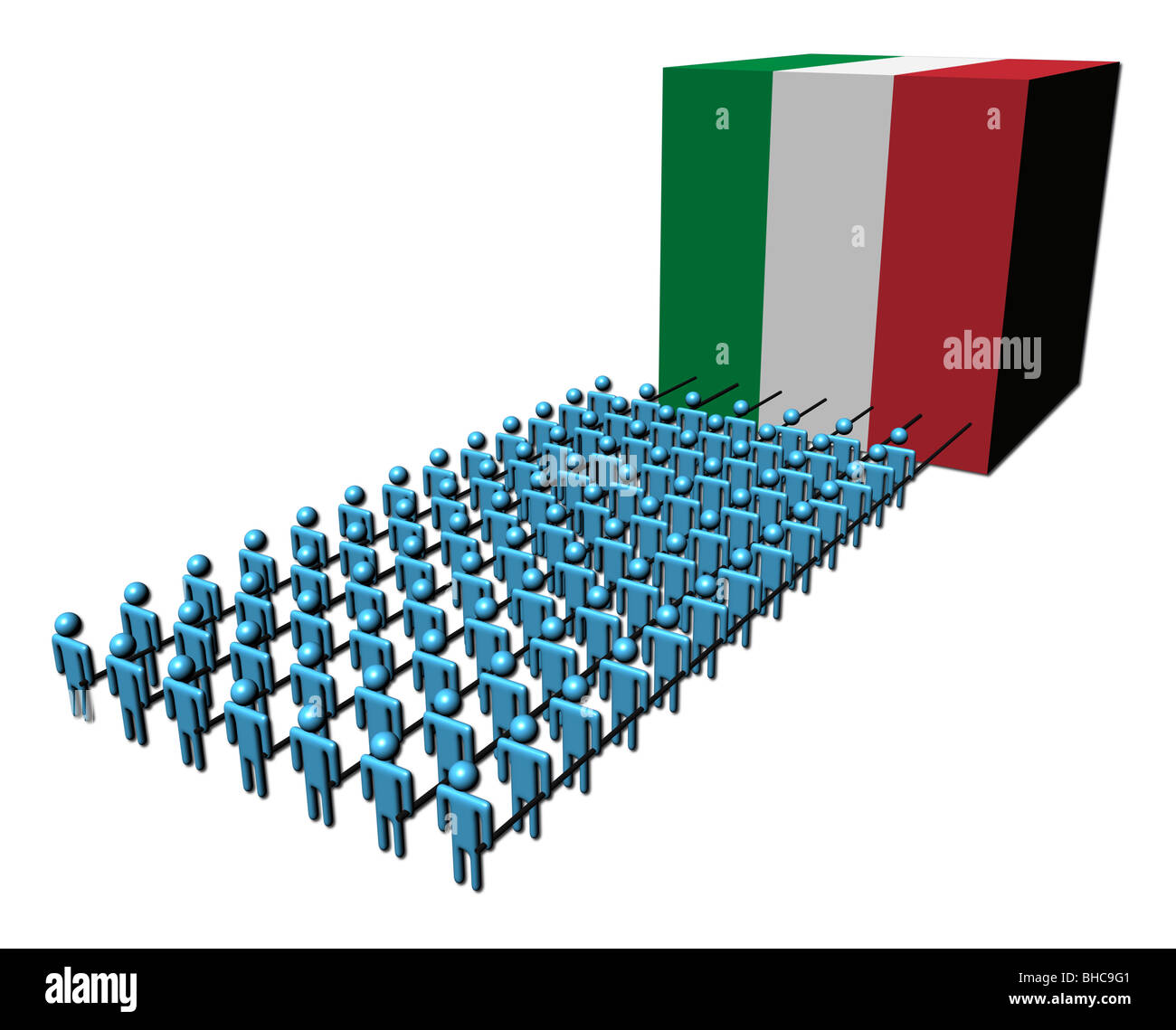teamwork abstract people pulling Italian flag cube illustration Stock ...