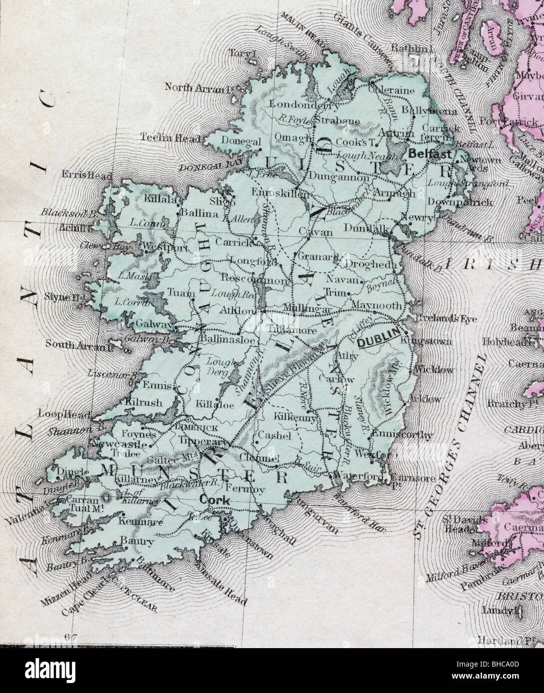 Original old map of Ireland from 1879 geography textbook Stock Photo ...