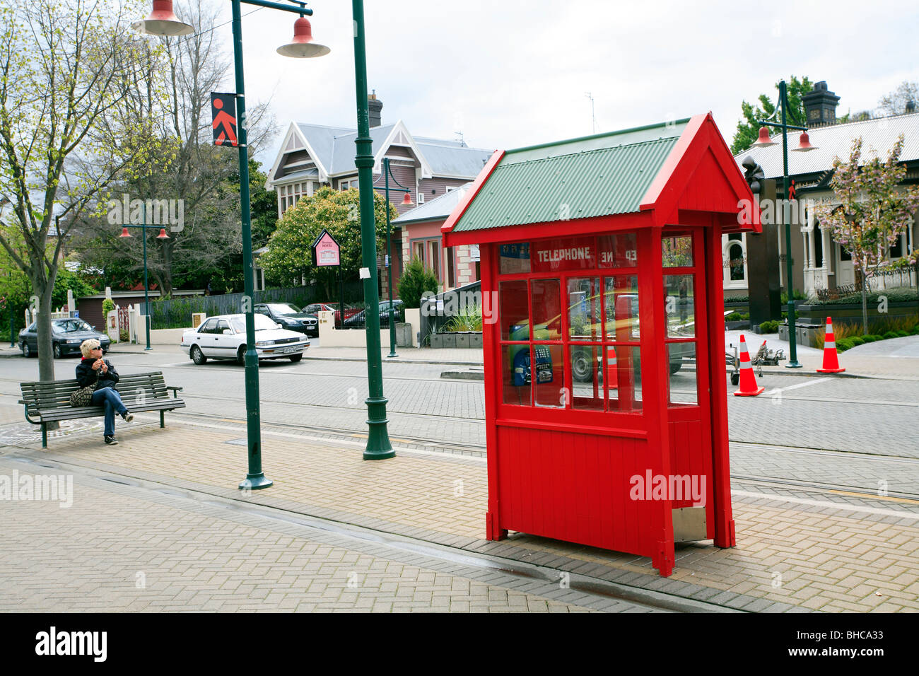 red telephone box New Zealand Stock Photo - Alamy