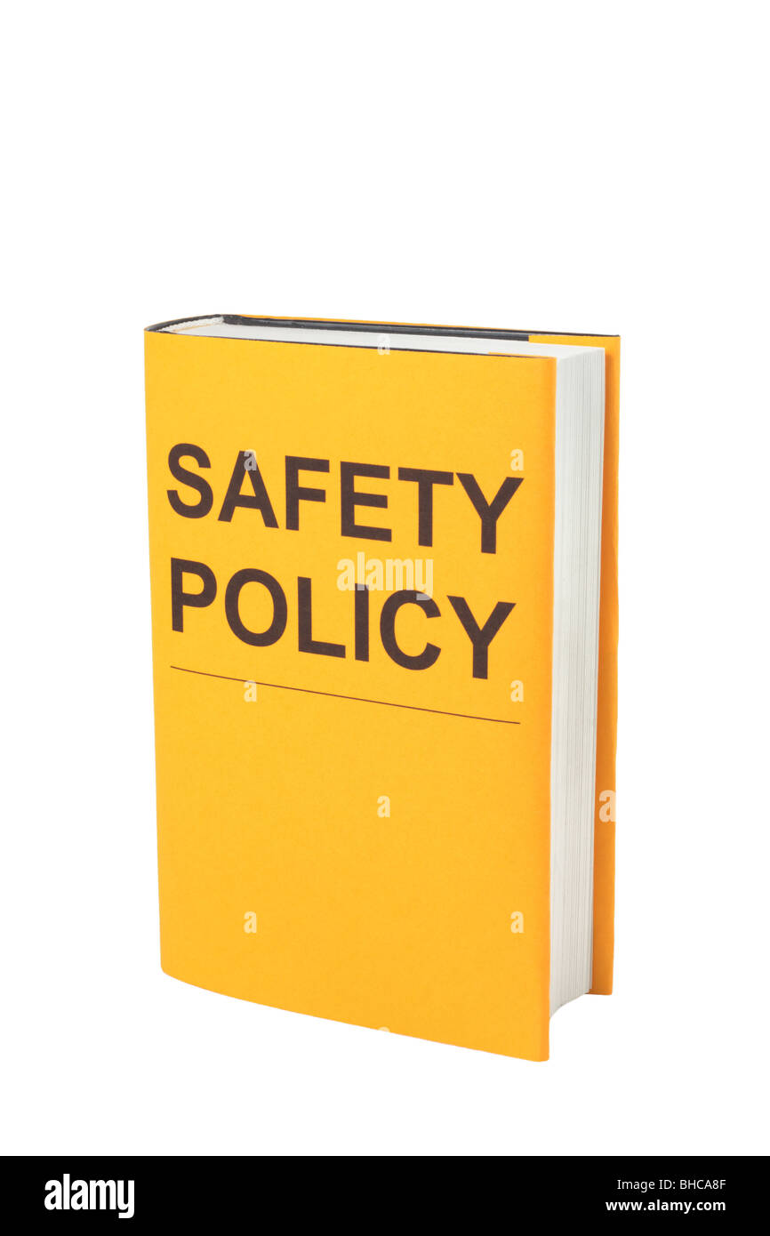 Book with orange cover that says Safety Policy Stock Photo - Alamy