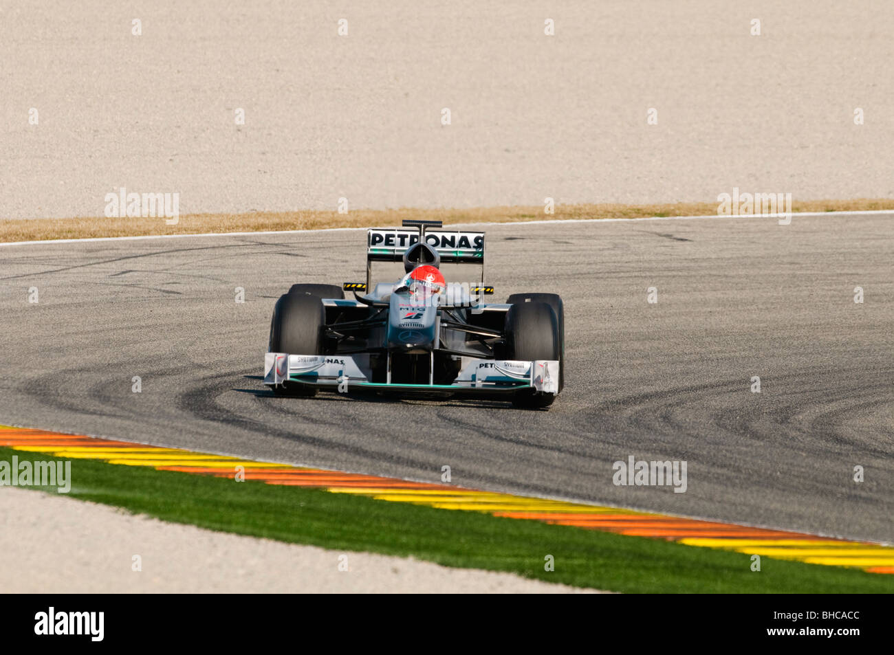 Michael SCHUMACHER testdrives the Mercedes MGP W01 Formula 1 race car ...