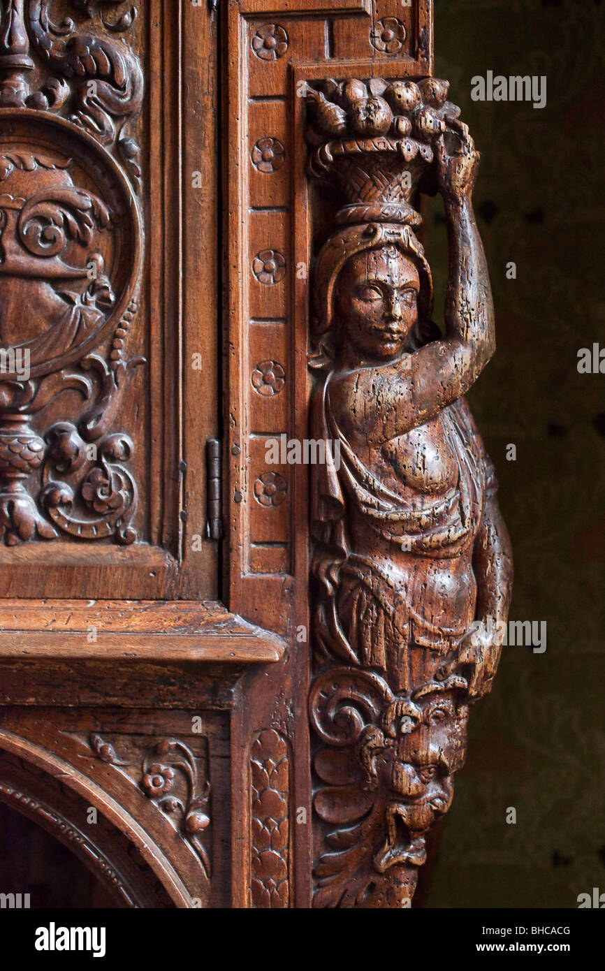 Detail on a wood wall in a french castle Stock Photo - Alamy