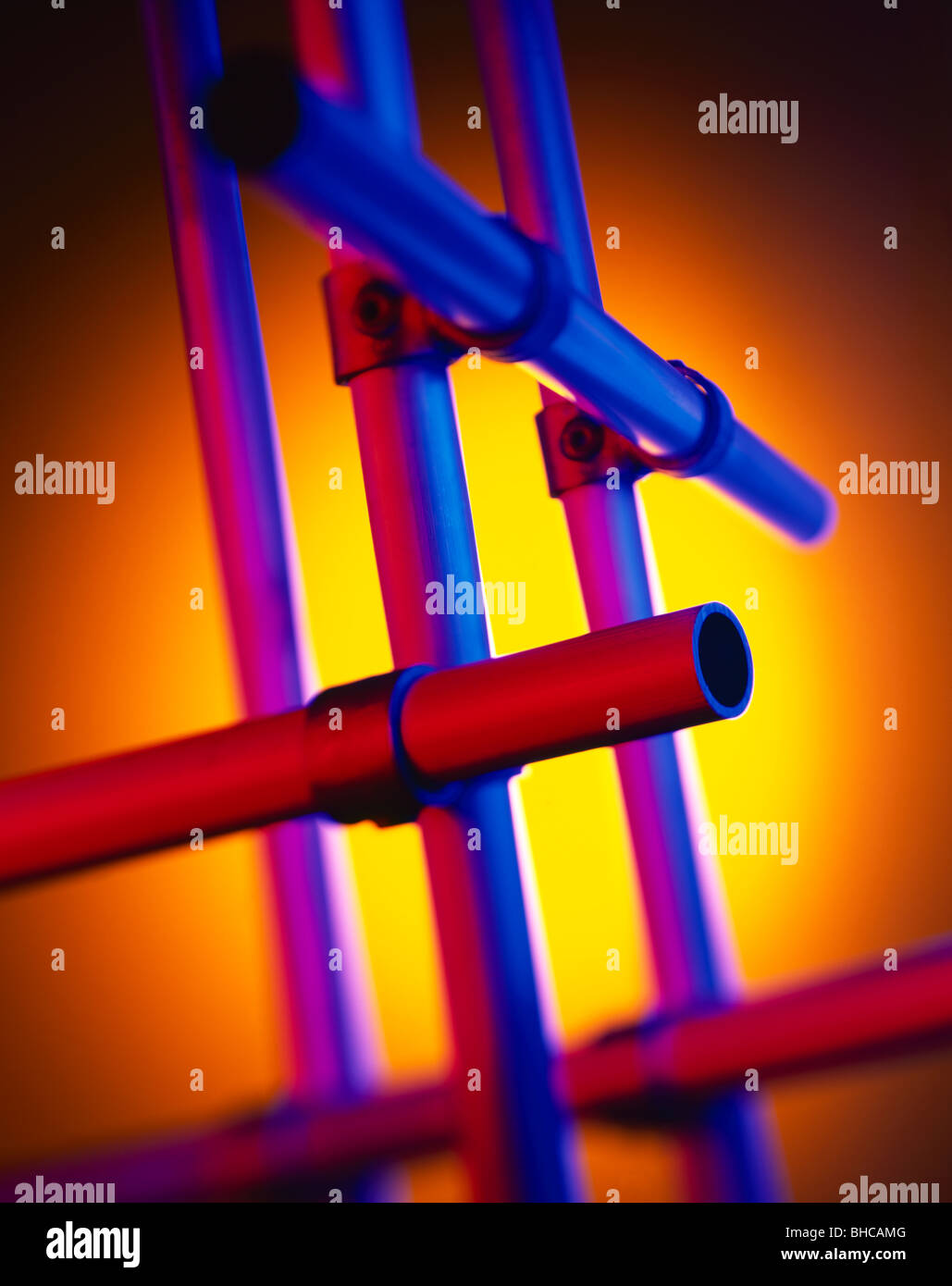 Scaffolding with Colorful Lighting Affect Stock Photo - Alamy