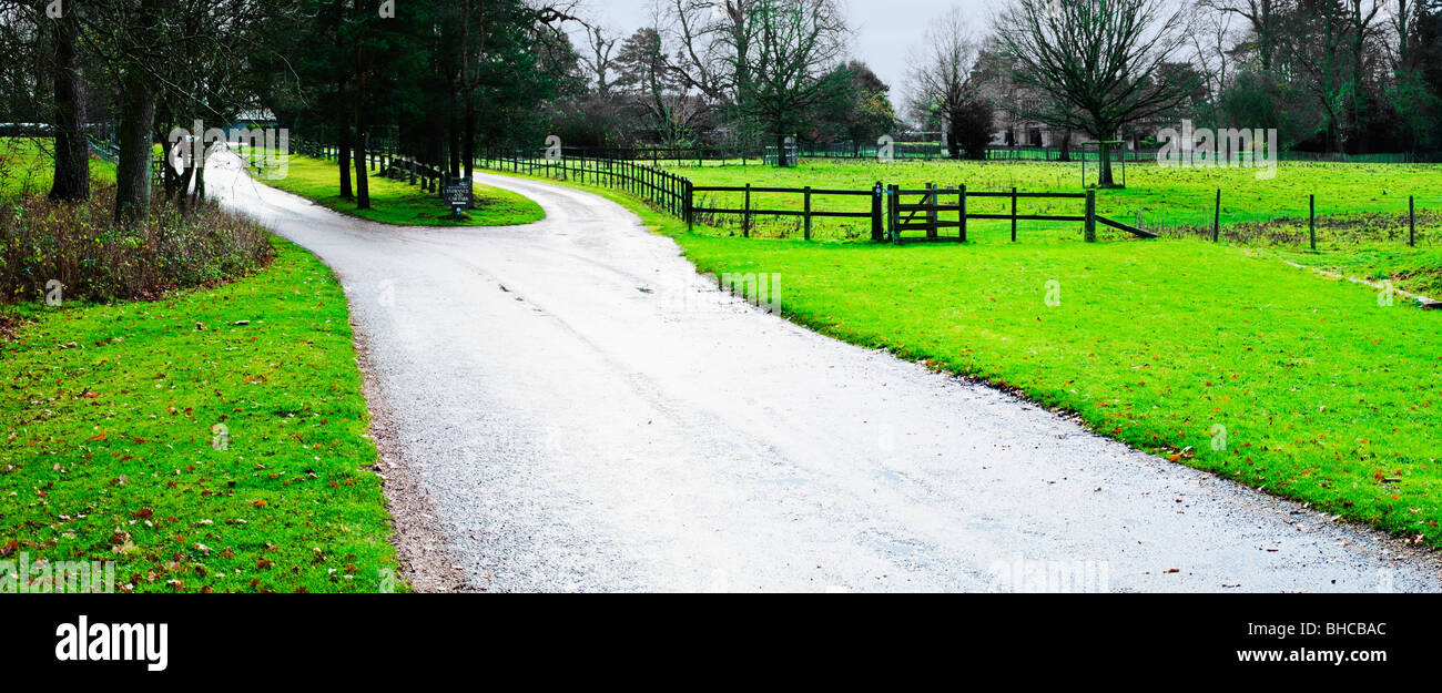 country lane estate warwickshire midlands england uk Stock Photo - Alamy