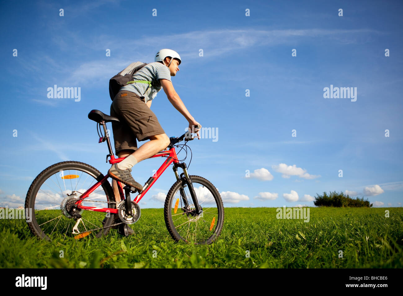 Man on mountain bike Stock Photo - Alamy