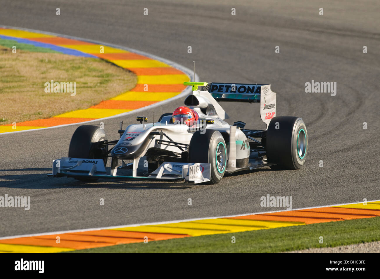 Michael SCHUMACHER testdrives the Mercedes MGP W01 Formula 1 race car ...