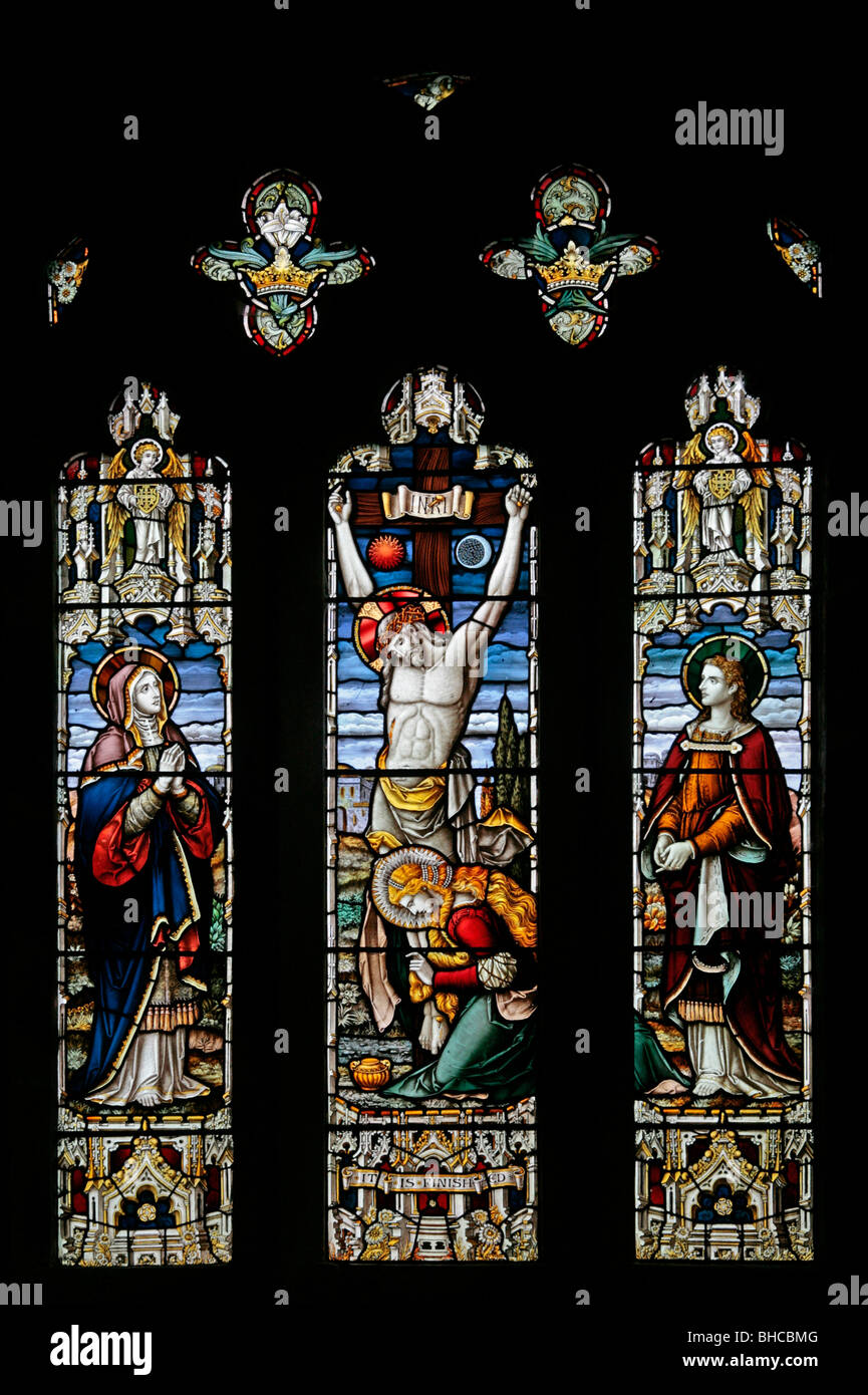 A stained glass window depicting The Crucifixion, Over Silton Church ...