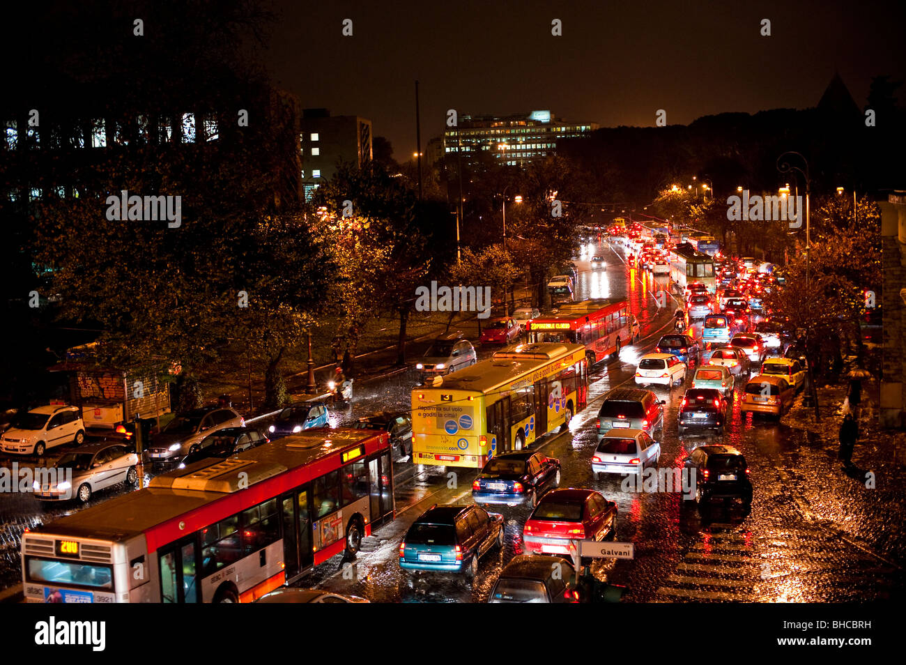 Traffic at night, Rome, Italy Stock Photo - Alamy
