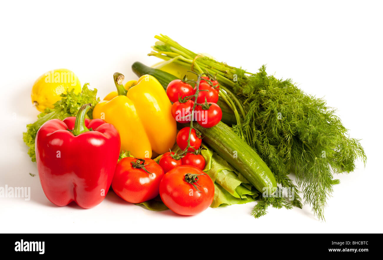 Bunch of vegetables isolated on white background Stock Photo - Alamy
