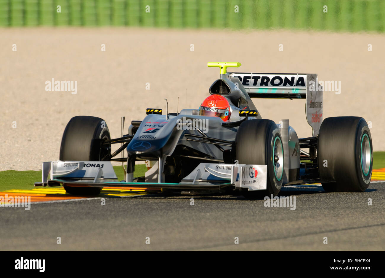 Michael SCHUMACHER testdrives the Mercedes MGP W01 Formula 1 race car ...