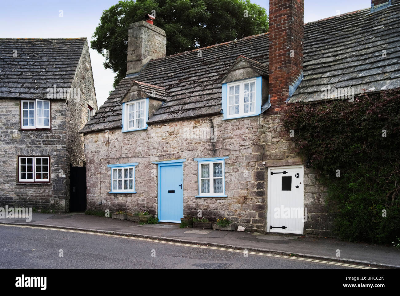 views of corfe castle vllage from the purbeck way long distance ...