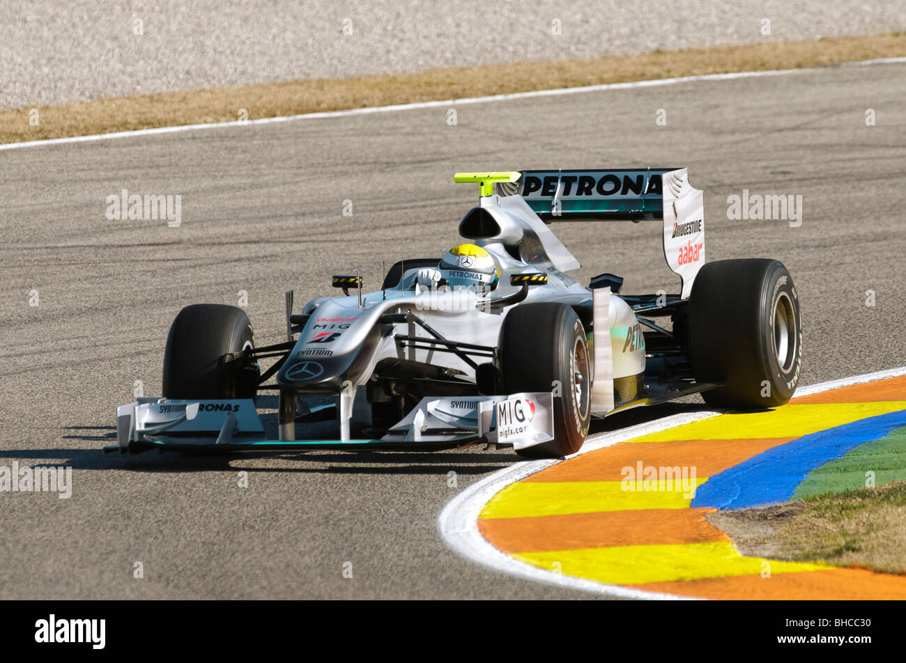 Nico ROSBERG driving the Mercedes MGP W01 Formula 1 race car in ...