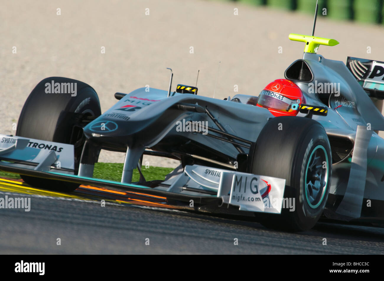Michael SCHUMACHER testdrives the Mercedes MGP W01 Formula 1 race car ...