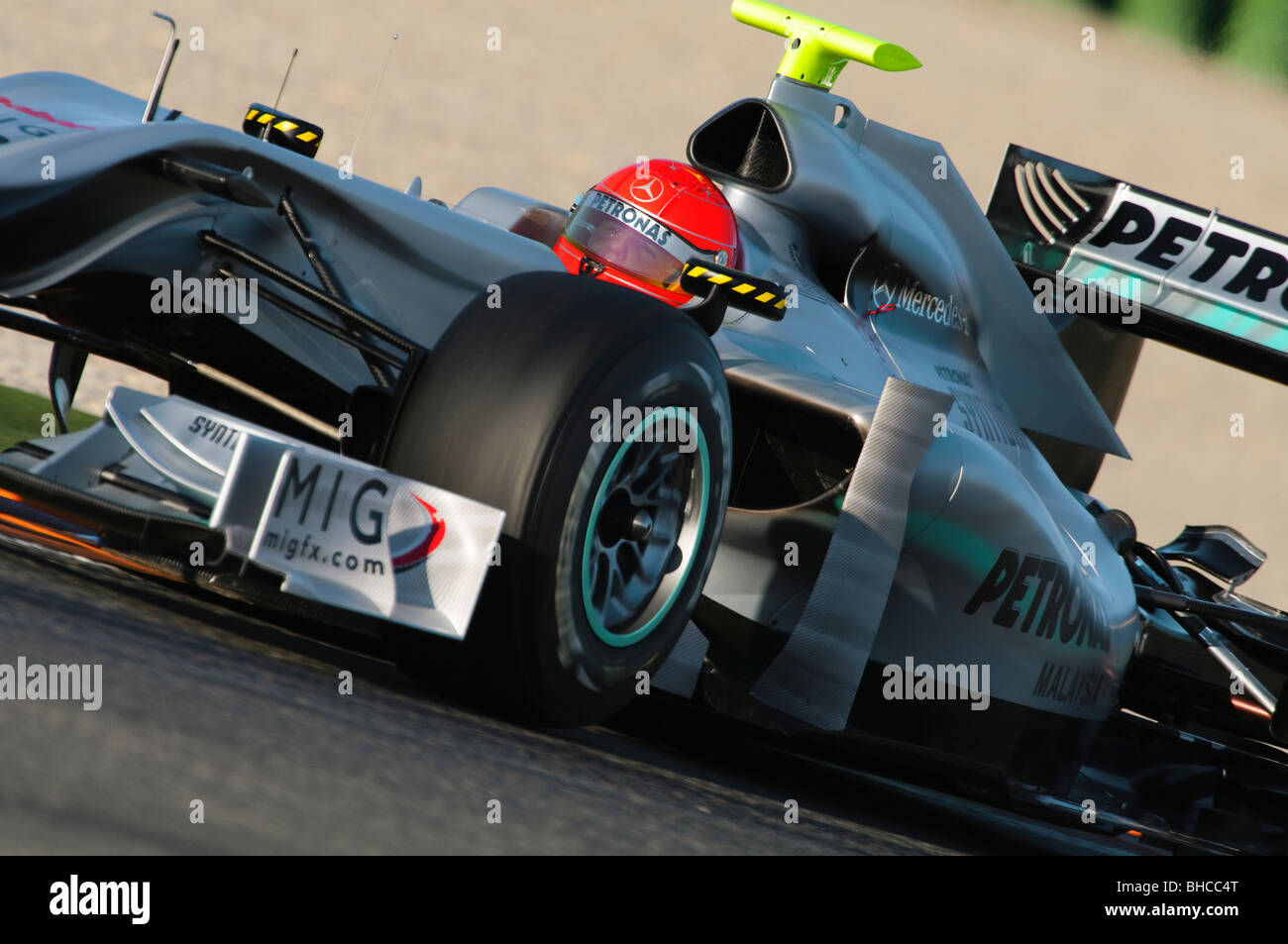 Michael SCHUMACHER testdrives the Mercedes MGP W01 Formula 1 race car ...