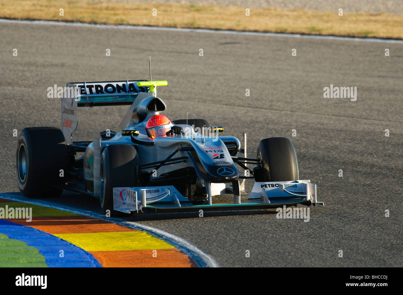Michael SCHUMACHER testdrives the Mercedes MGP W01 Formula 1 race car ...