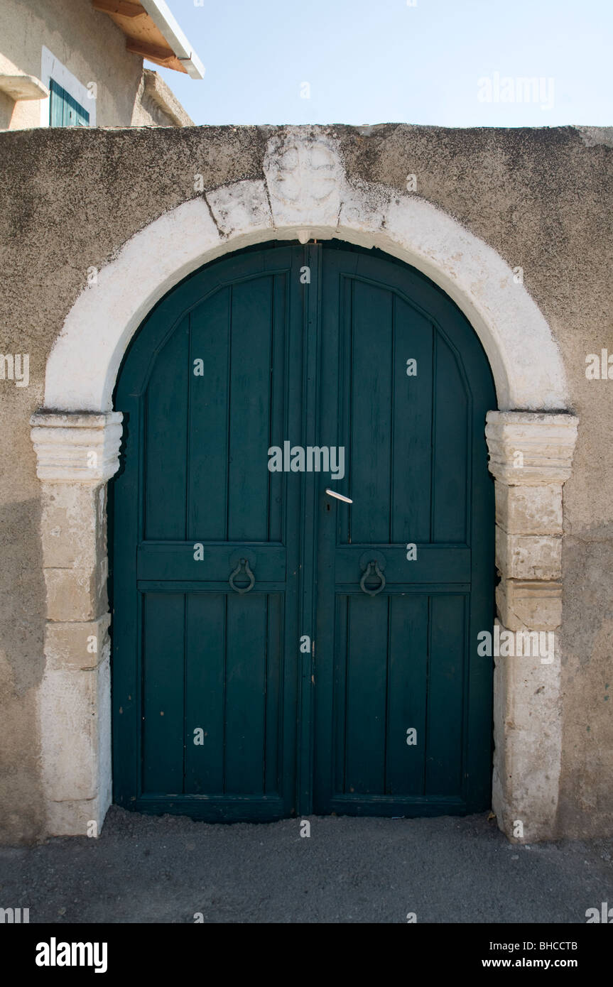 Arched wooden doorway in Vori, Crete, Greece, Europe Stock Photo - Alamy