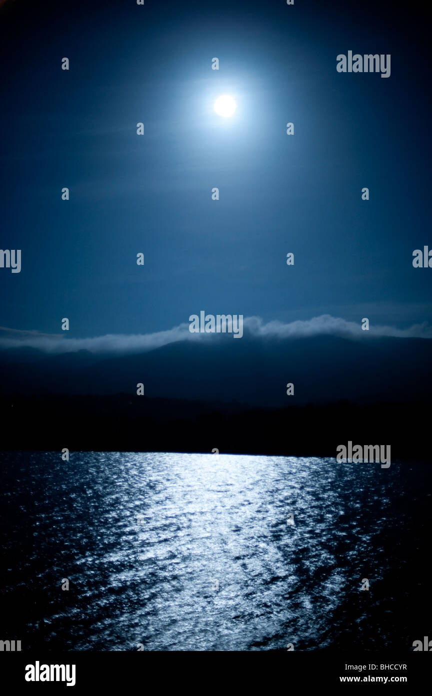 Moonlight over ocean Stock Photo - Alamy