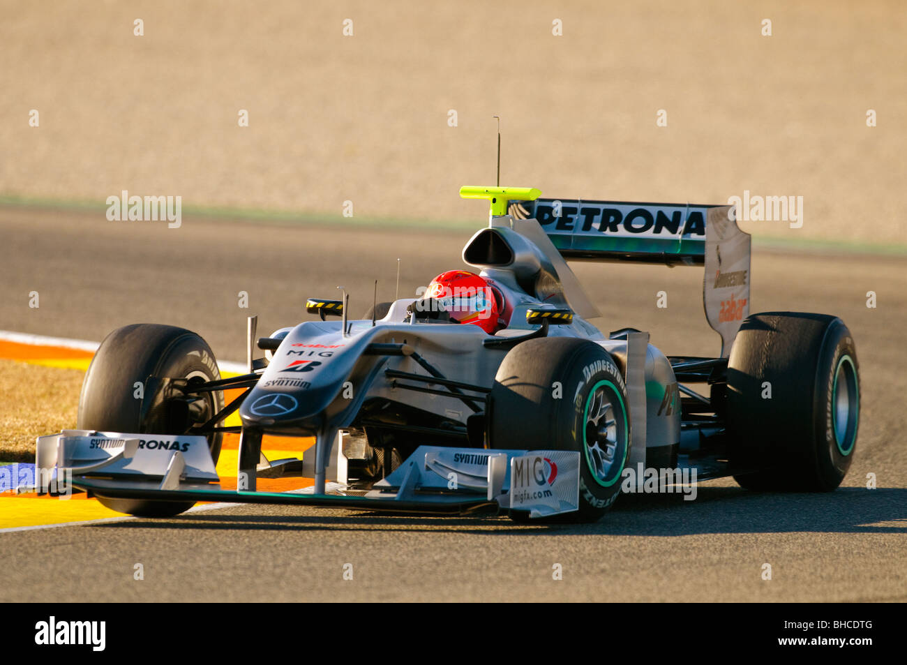 Michael SCHUMACHER testdrives the Mercedes MGP W01 Formula 1 race car ...