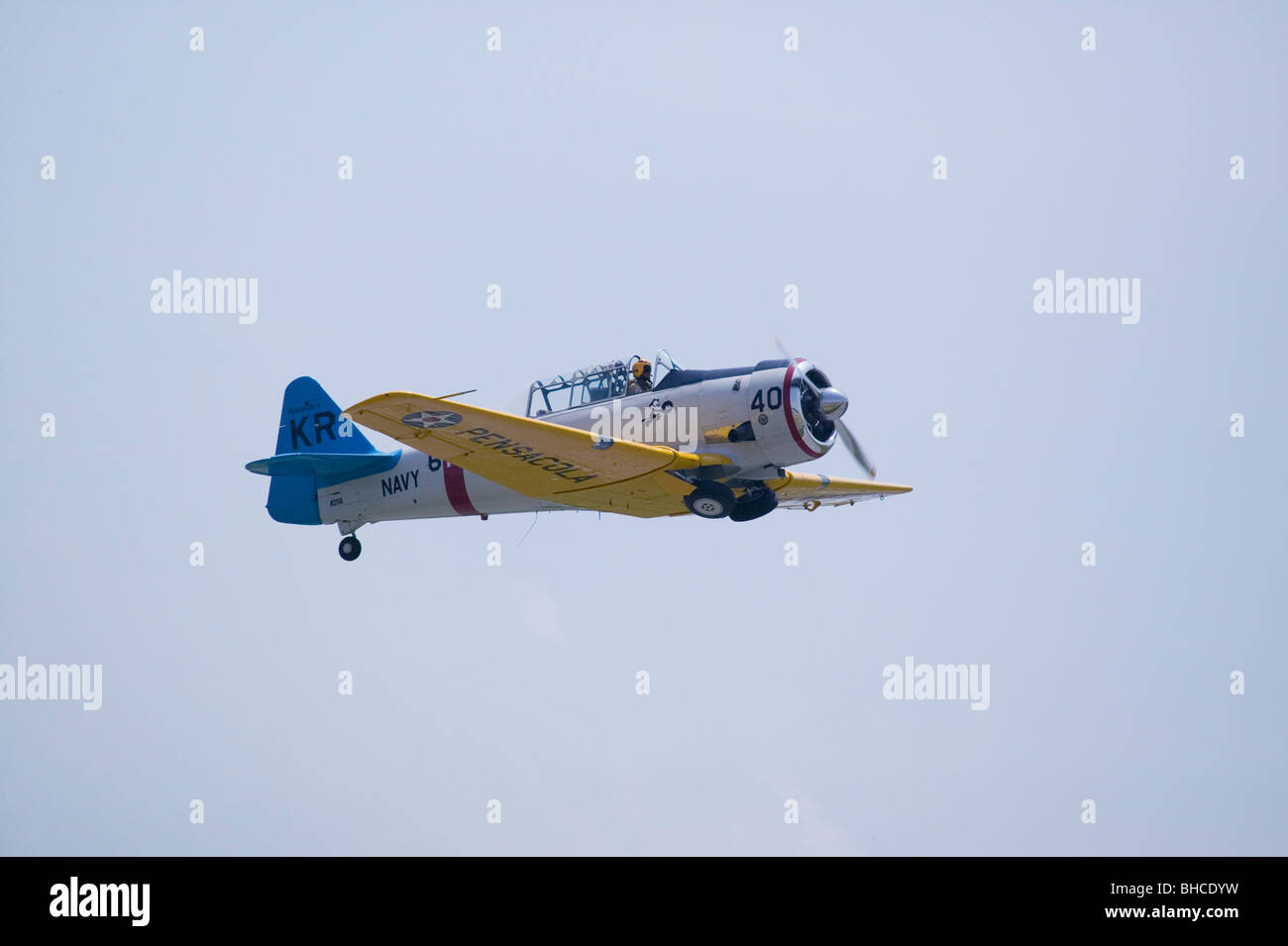 North American SNJ-4 – SNJ-6 fighter plane from World War II, flying at ...