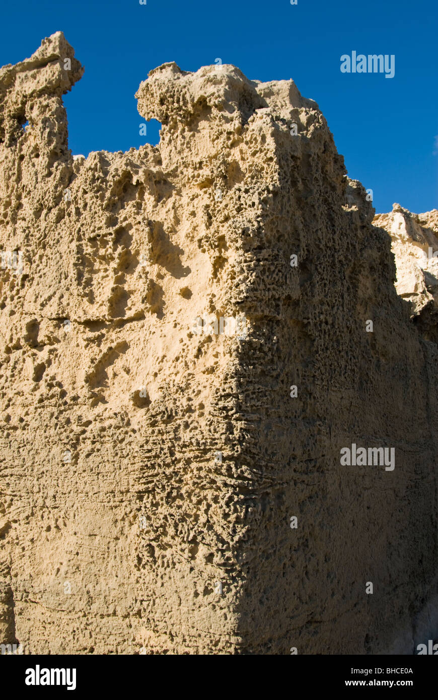 Erosion effects on an abandoned sandstone quarry, Ibiza, Spain Stock ...