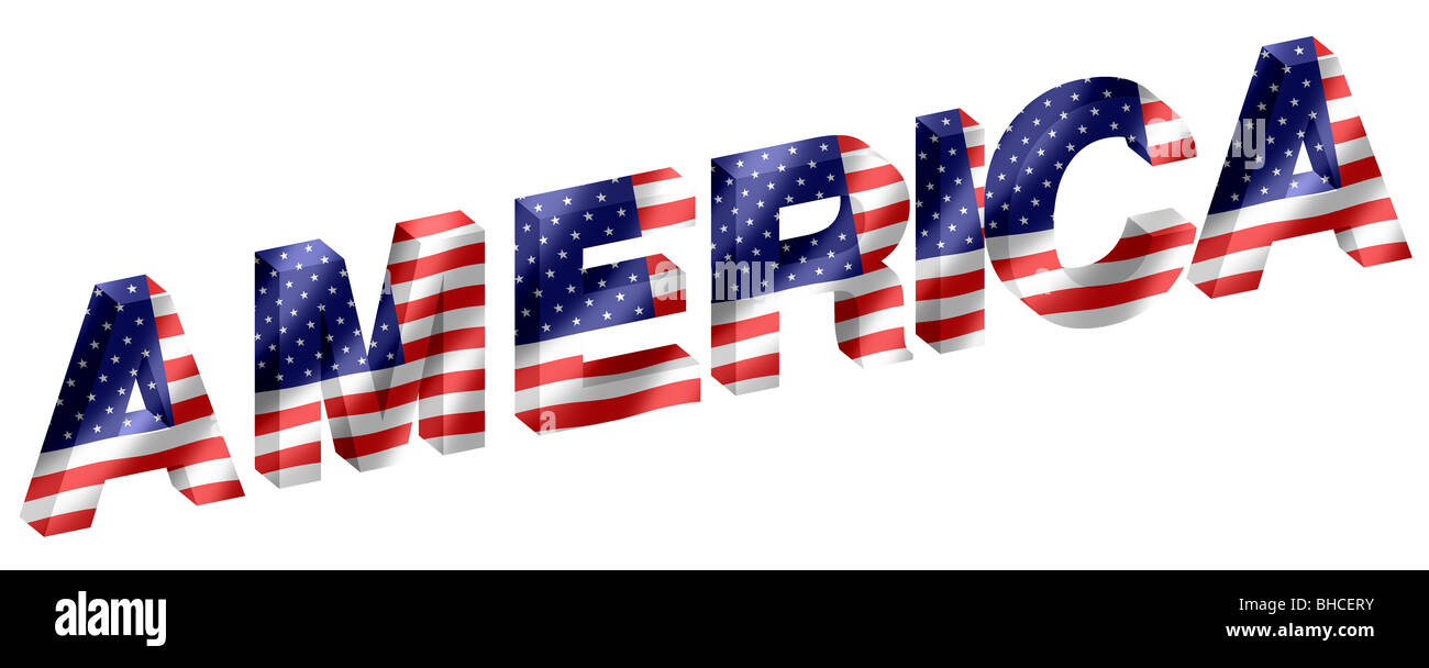 AMERICA 3D lettering with Stars and Stripes National Flag inset into ...